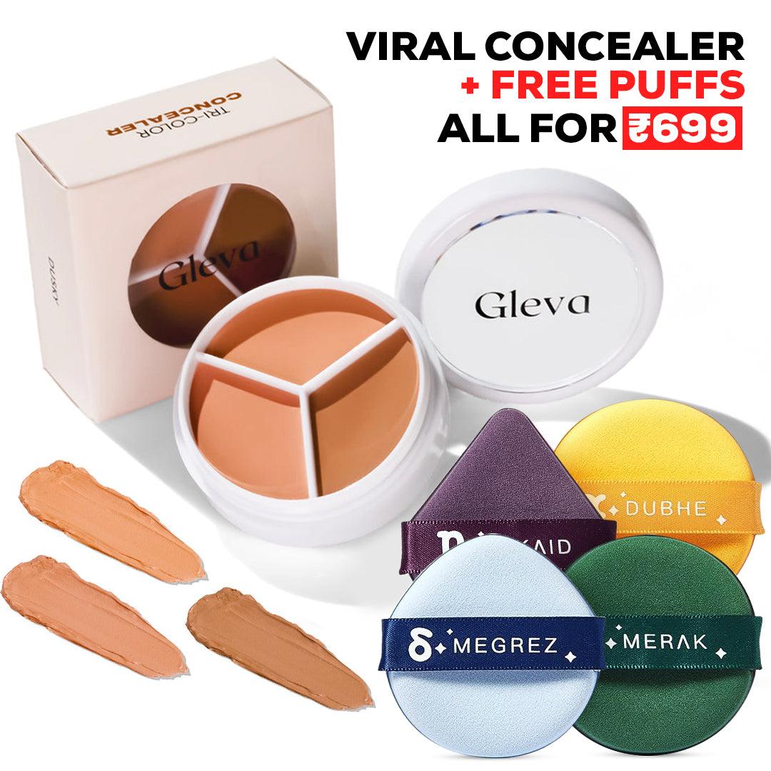 Tri-color Concealer (Free 4 Pcs Makeup Puff Set)